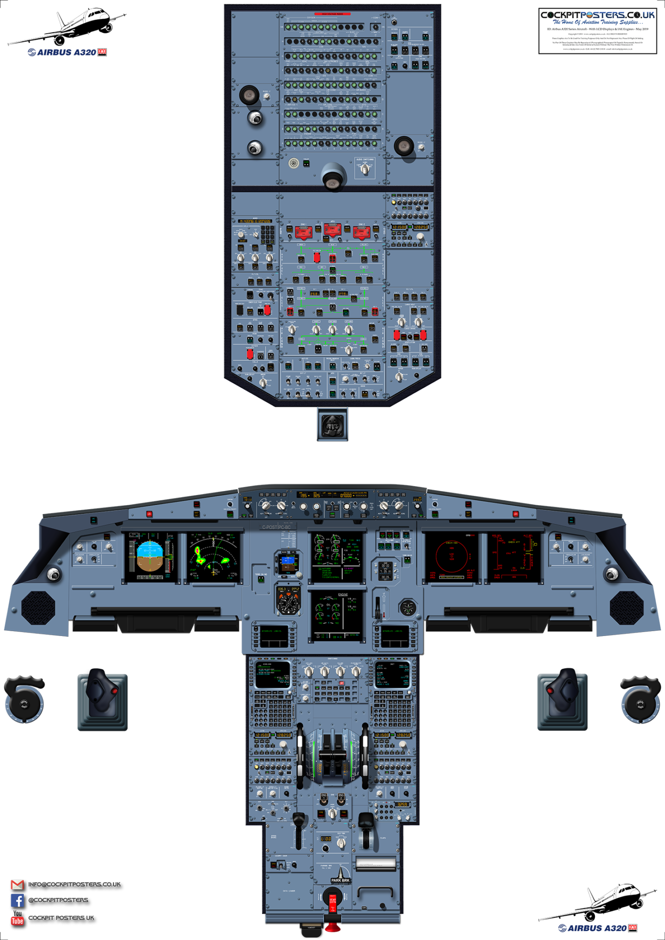 Airbus A320 LCD IAE V2500 EIS Cockpit Poster - Trans Global Training